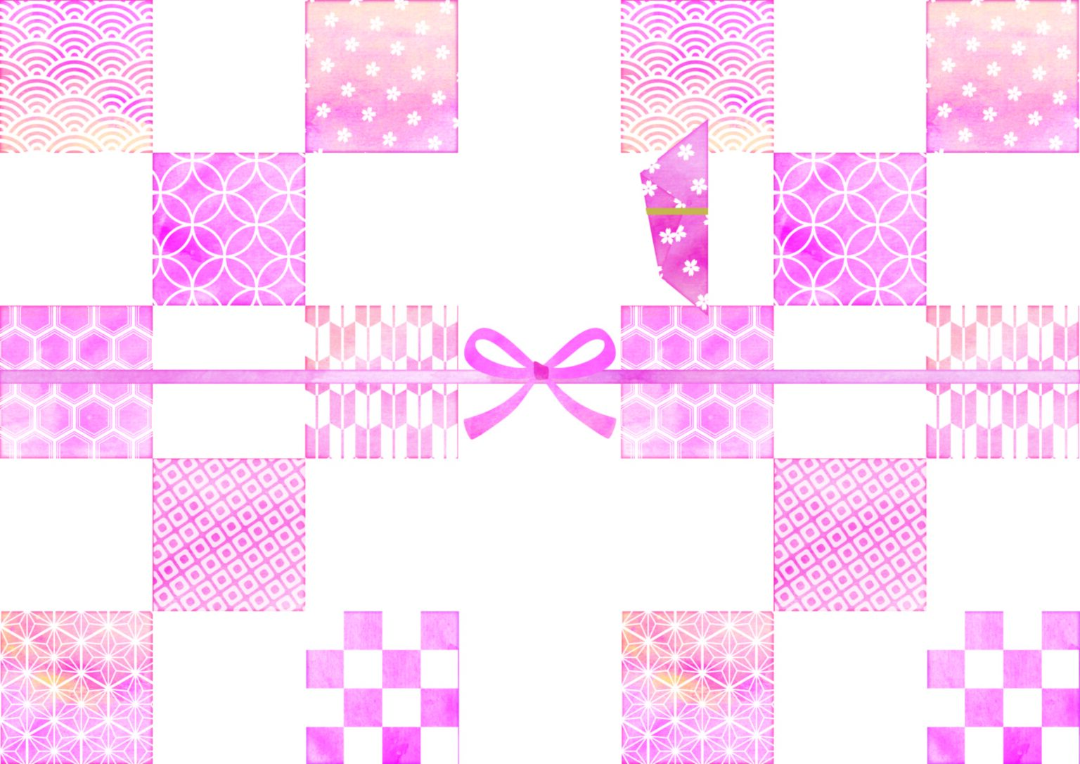 かわいい＆おしゃれ！のし紙（水彩風・市松模様・和紋）「A4・Excel・PDF・Word・